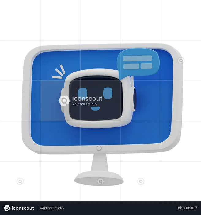 AI Bot Computer 3D Icon download in PNG, OBJ or Blend format