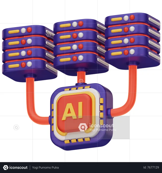 Ai Database Processing 3D Icon download in PNG, OBJ or Blend format