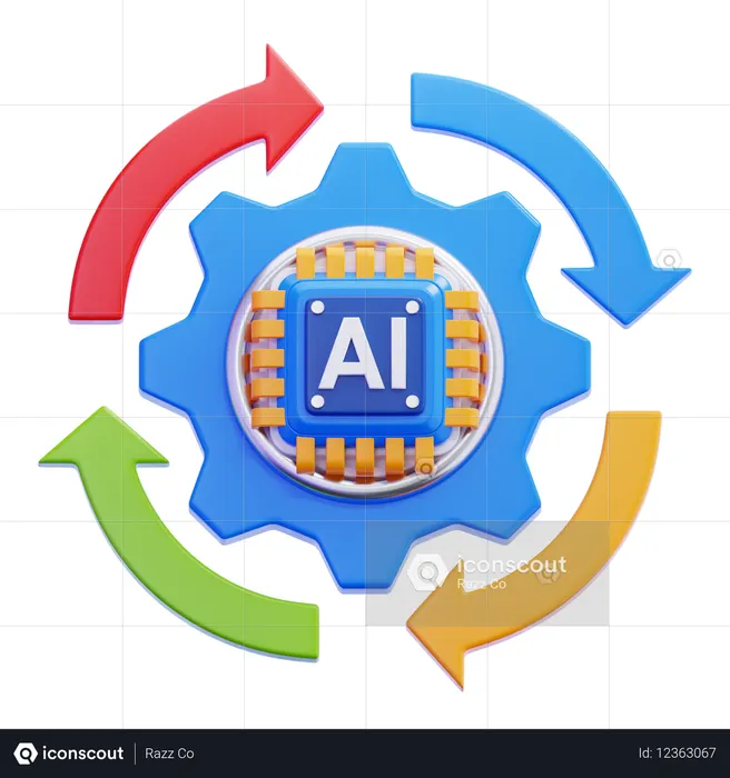 AI Workflow 3D Icon - Free Download Science & Technology 3D Icons ...