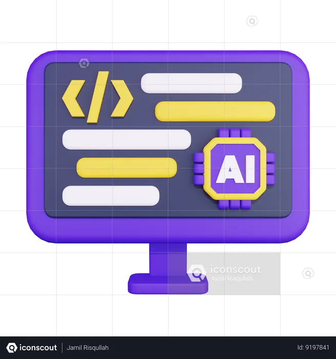 Artificial Intelligence Coding 3D Icon - Free Download Science ...