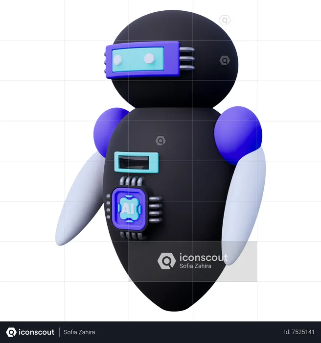 Artificial Intelligence Robot 3D Icon - Free Download Science ...