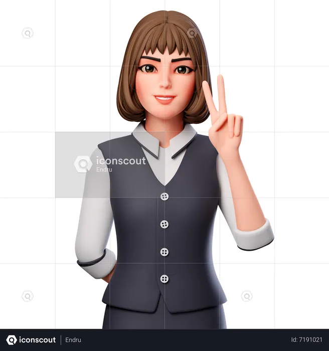 Business Woman Showing Peach Hand Gesture Using Right Hand 3d Illustration Download In Png Obj