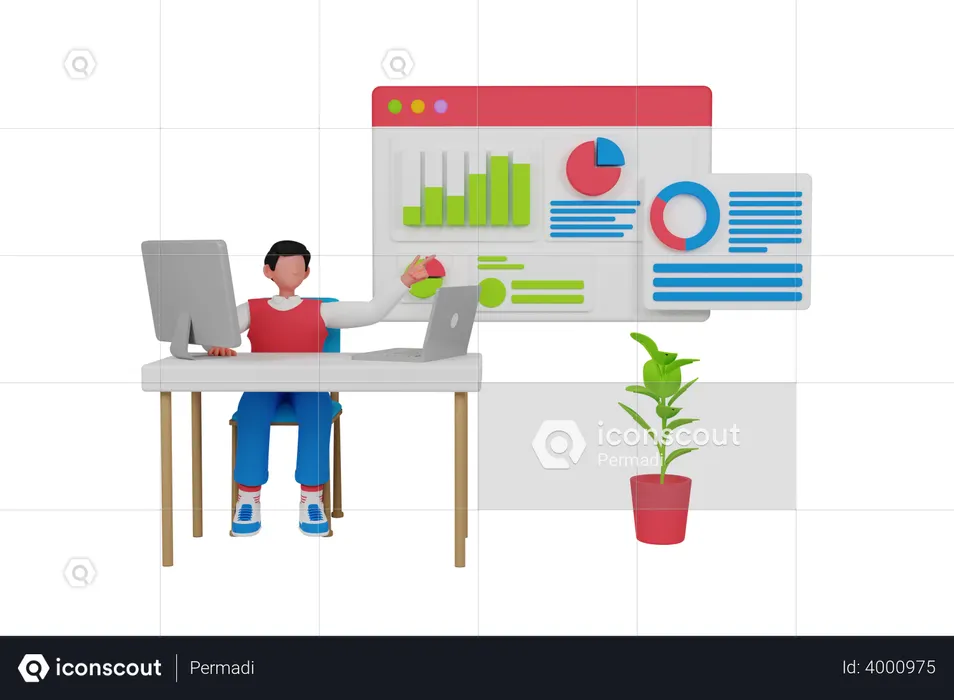 Businessman Doing Data Analysis 3d Illustration Free Download People