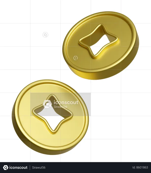 Chinese Gold Coins 3D Icon - Free Download Festival & Days 3D Icons | IconScout
