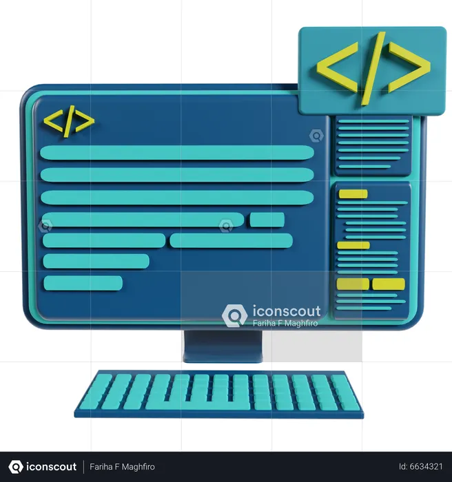 Coding 3D Icon download in PNG, OBJ or Blend format