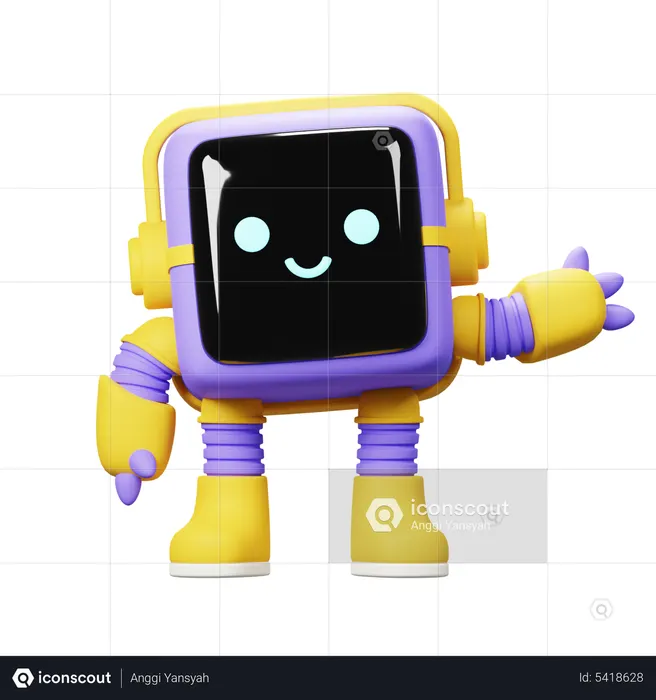 Cube robot Say Hello 3D Illustration download in PNG, OBJ or Blend format