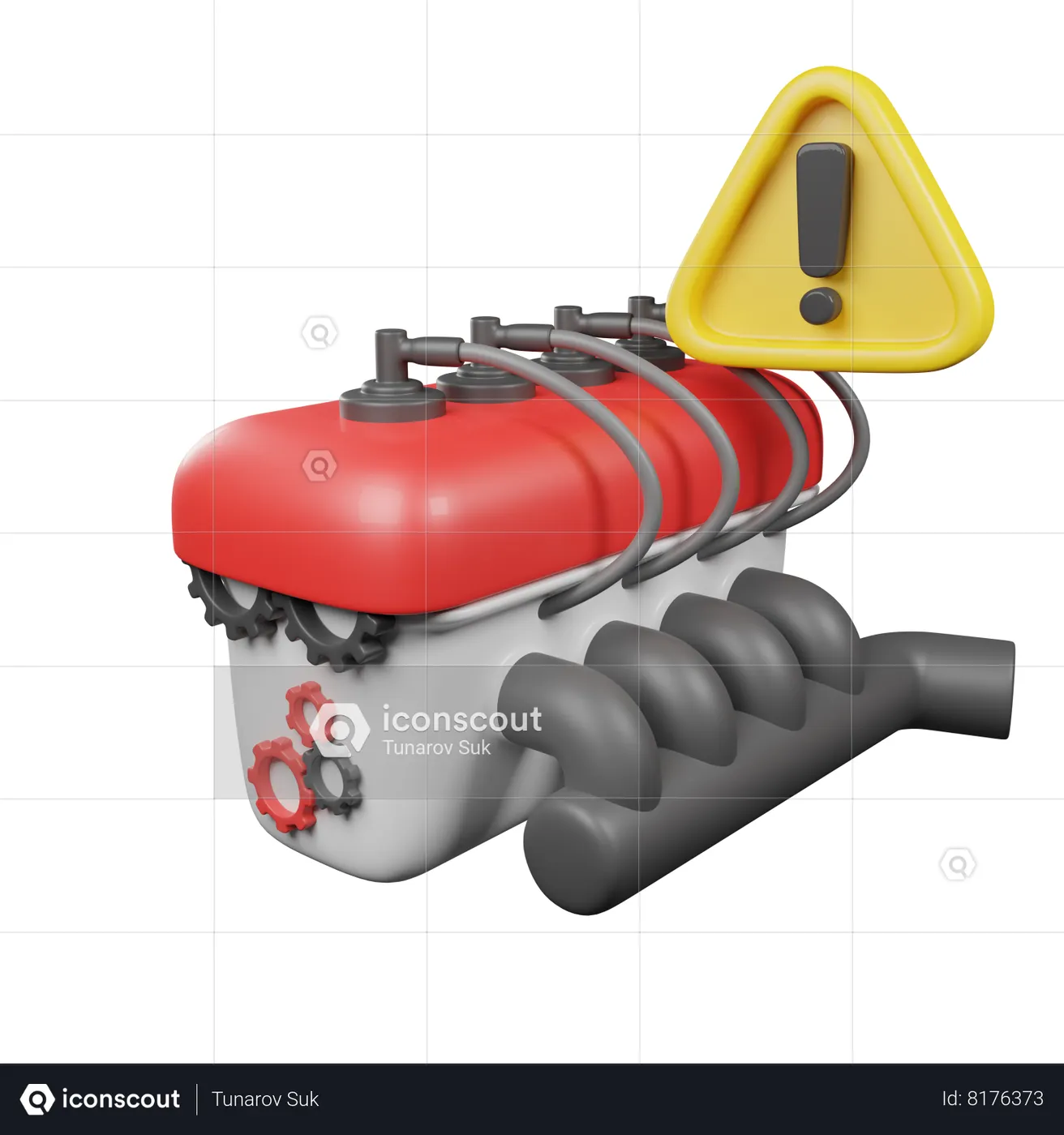 Engine Warning 3D Icon download in PNG, OBJ or Blend format