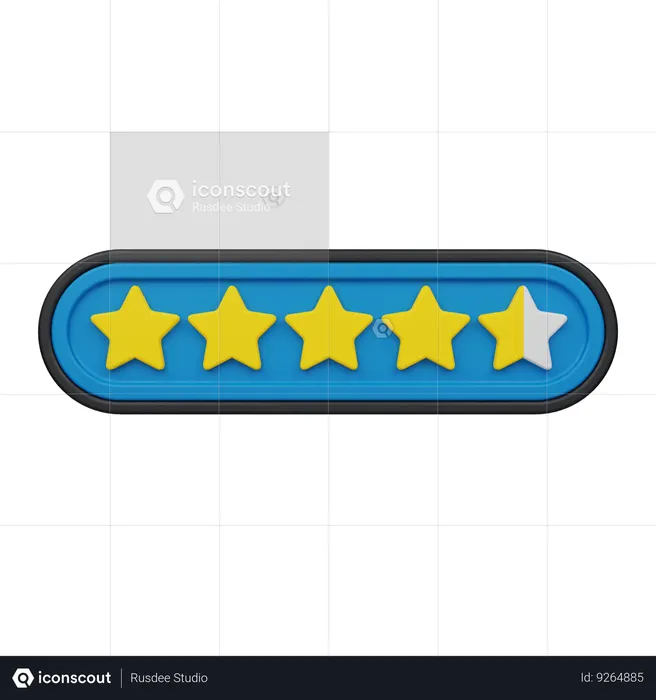 Four Point Five Star Rating 3D Icon download in PNG, OBJ or Blend format