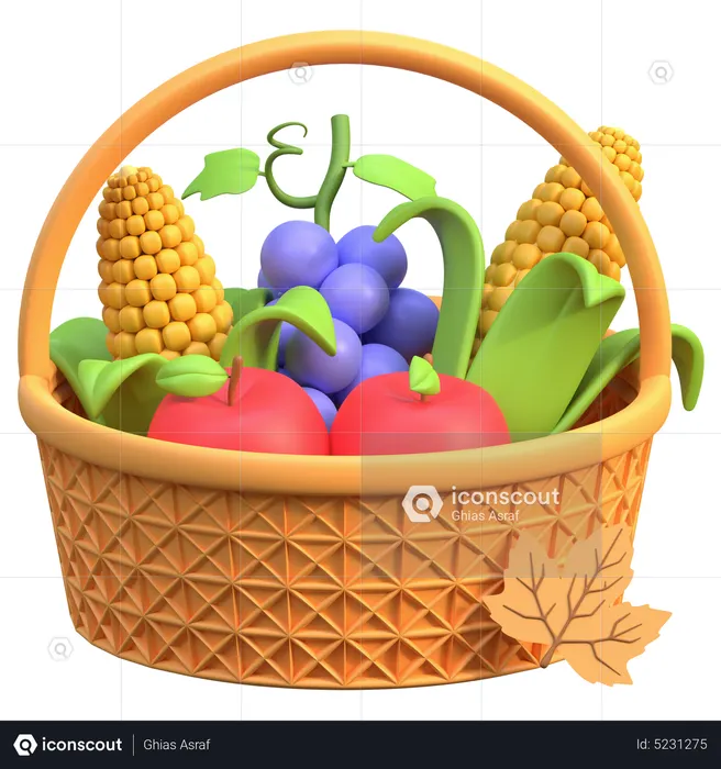 Fruit Bucket 3D Icon Free Download Festival Days 3D Icons IconScout