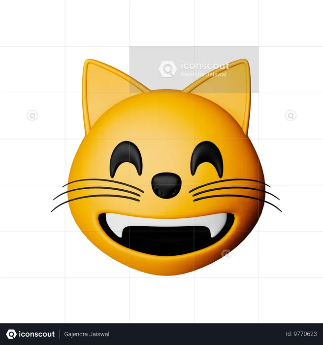 Obtén Emoji De Gato Sonriente Con Ojos Sonrientes 3d Icon De Por