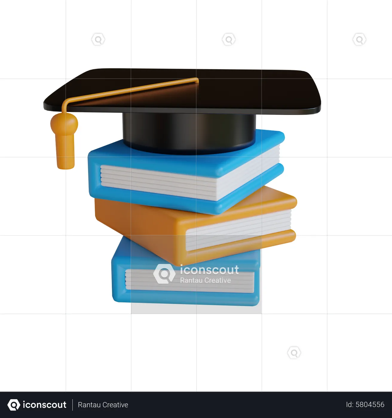 Graduation Books 3D Icon download in PNG, OBJ or Blend format