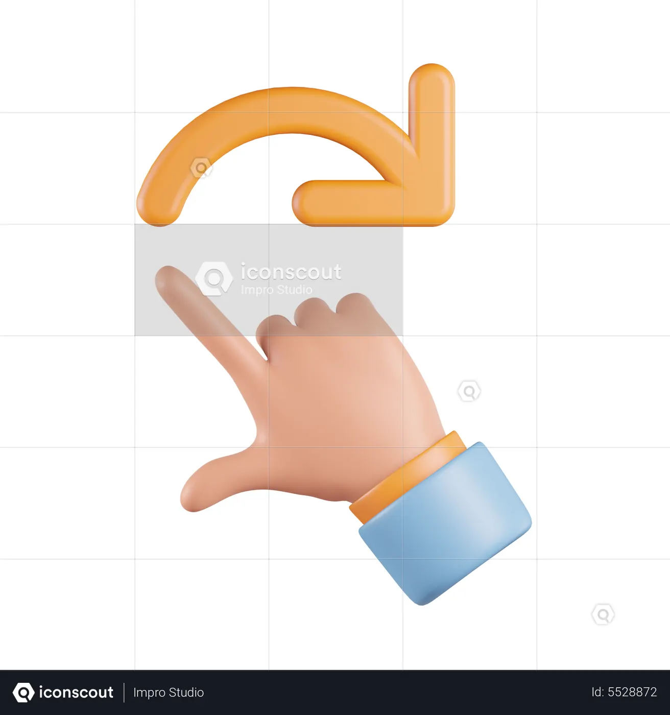 Hand Gesture Rotate To The Right 3D Icon download in PNG, OBJ or Blend format
