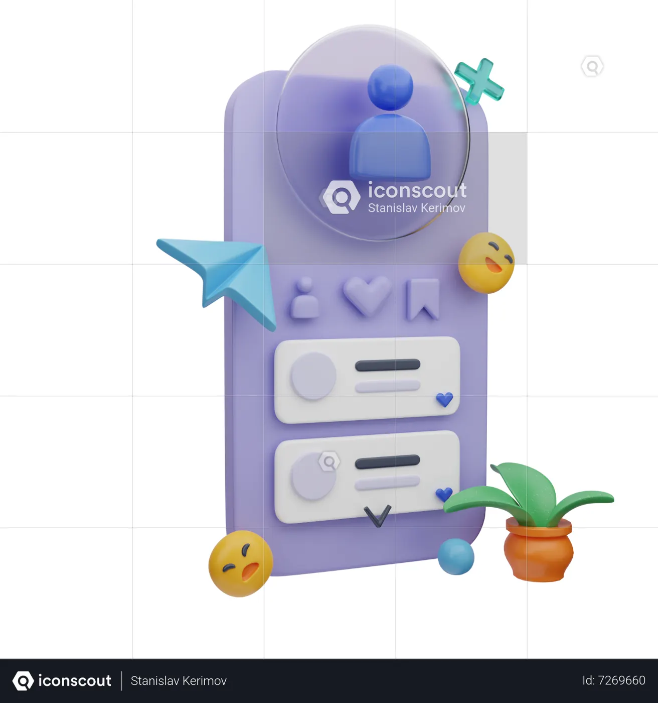 Mobile User Profile Setup 3d Illustration Download In Png Obj Or Blend