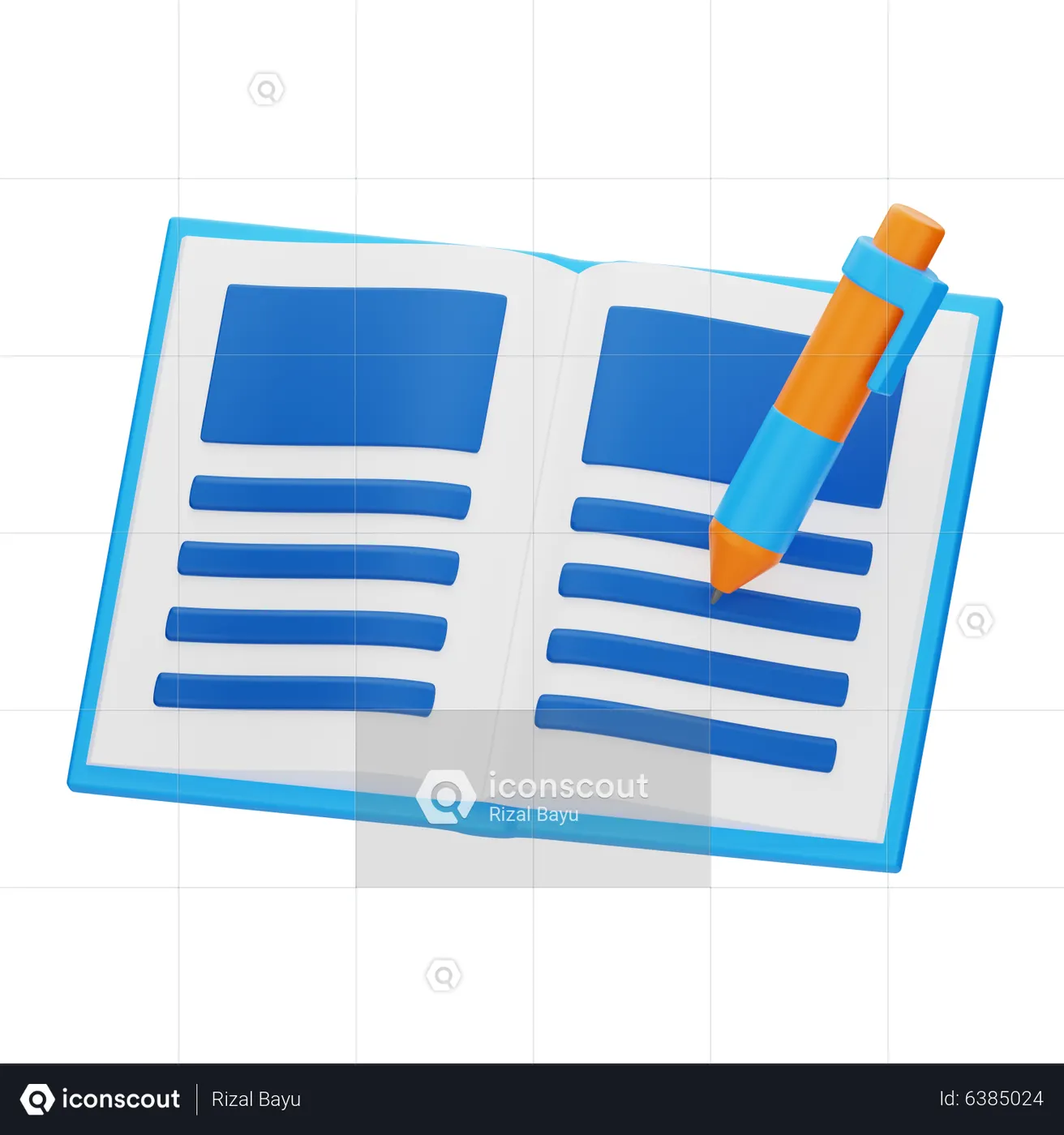 Open Book 3D Icon download in PNG, OBJ or Blend format