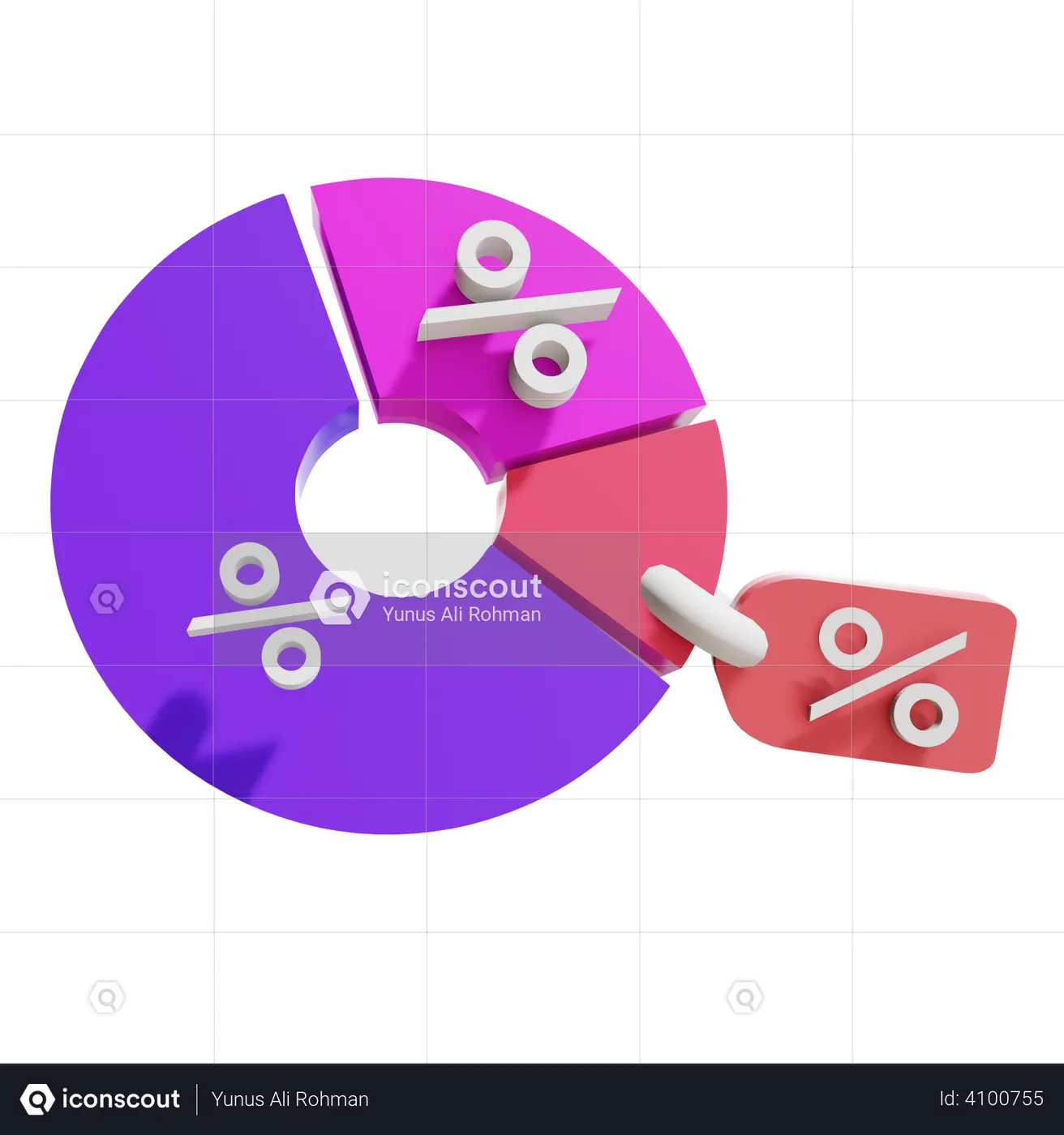 Pie Chart Percentage 3d Illustration Download In Png Obj Or Blend Format