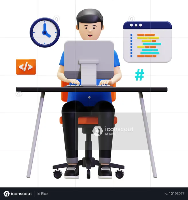 Programmer Typing Programming Code 3D Illustration - Free Download ...