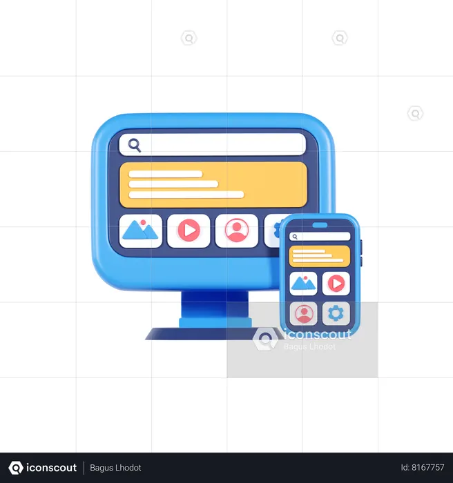 Programming Responsive Design 3D Icon download in PNG, OBJ or Blend format