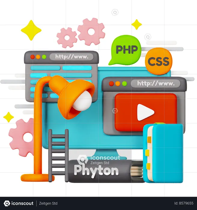 Python Video 3D Illustration - Free Download Design & Development 3D ...