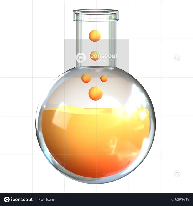 Round Bottom Flask 3D Icon - Free Download Science & Technology 3D ...