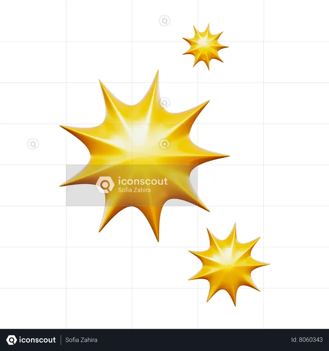Sparkling Stars 3D Icon - Free Download Nature 3D Icons | IconScout