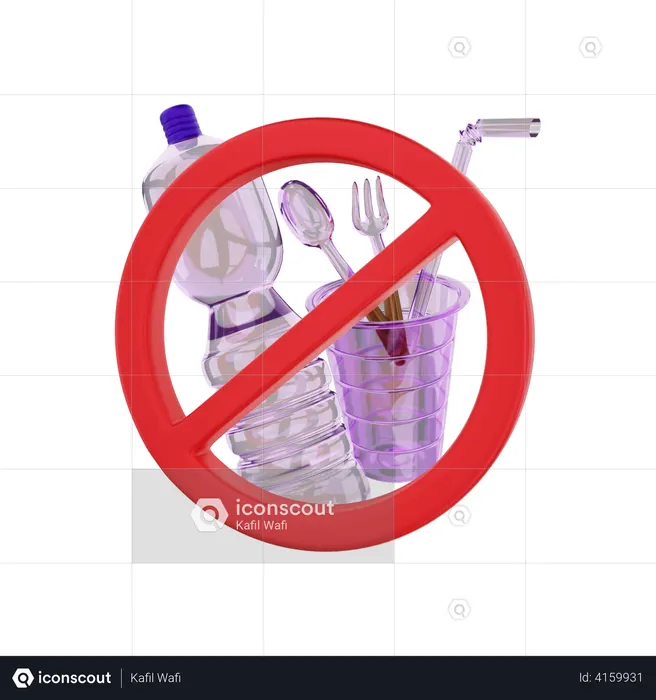 Stop Using Single Use Plastic 3D Illustration download in PNG, OBJ or Blend format