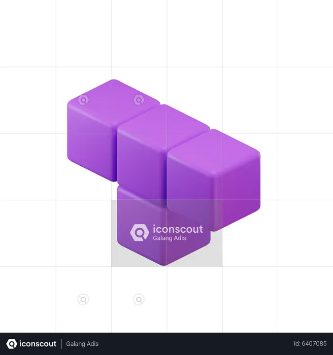 T Shape Tetris Block 3d Icon Download In Png Obj Or Blend Format