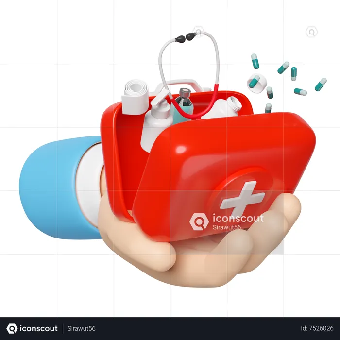 Sosteniendo Botiquín De Primeros Auxilios 3D Icon - Free Download Atención médica y sanitaria 3D ...