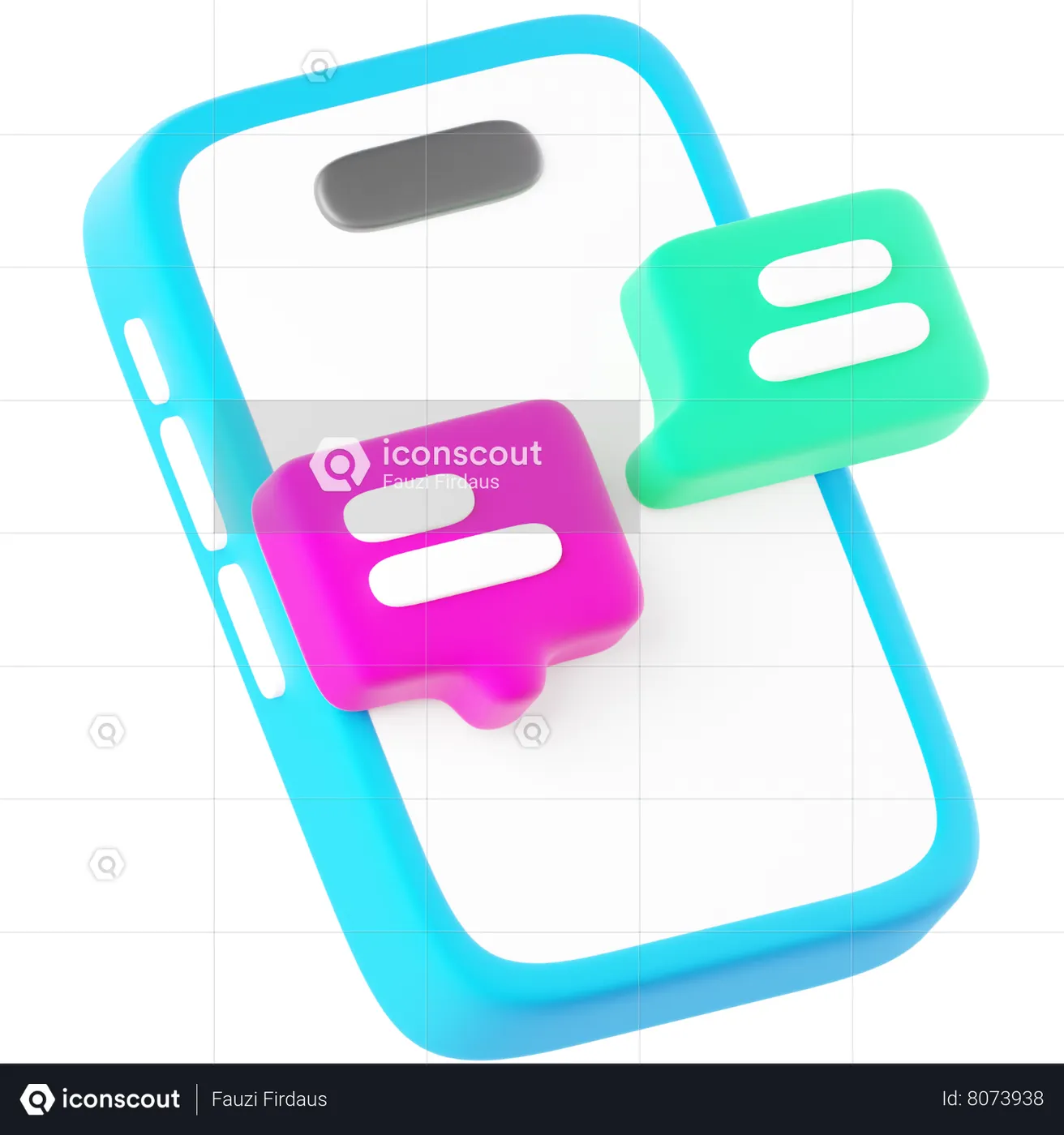 Text Message 3D Icon download in PNG, OBJ or Blend format