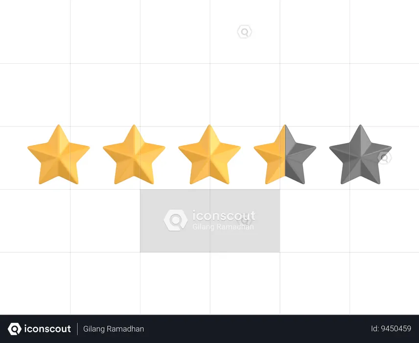 Three Point Five Star Rating 3D Icon - Free Download Sign & Symbols 3D Icons | IconScout
