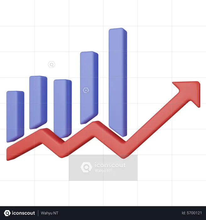 Trading Line Chart Growth 3D Icon - Free Download Business 3D Icons ...