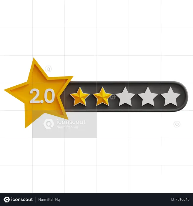 Two Of Five Star Rating 3D Icon - Free Download User Interface 3D Icons | IconScout