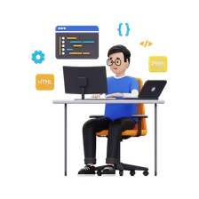 Web Developer Working On Project 3D Illustration - Free Download Design ...